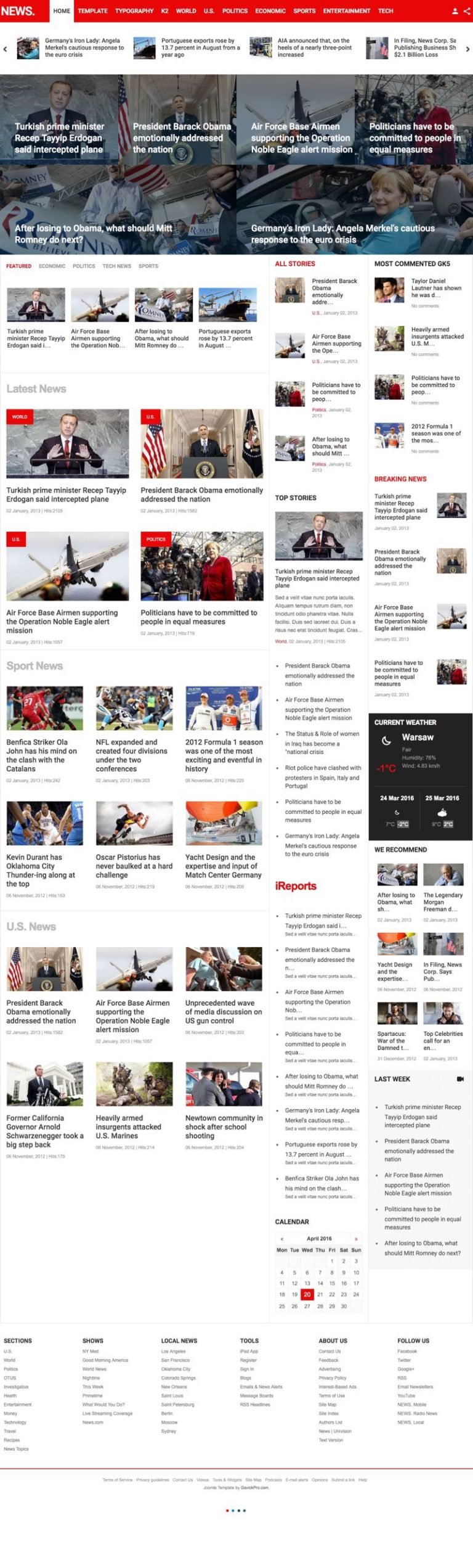 News Joomla Professional Newscast Deliver Template